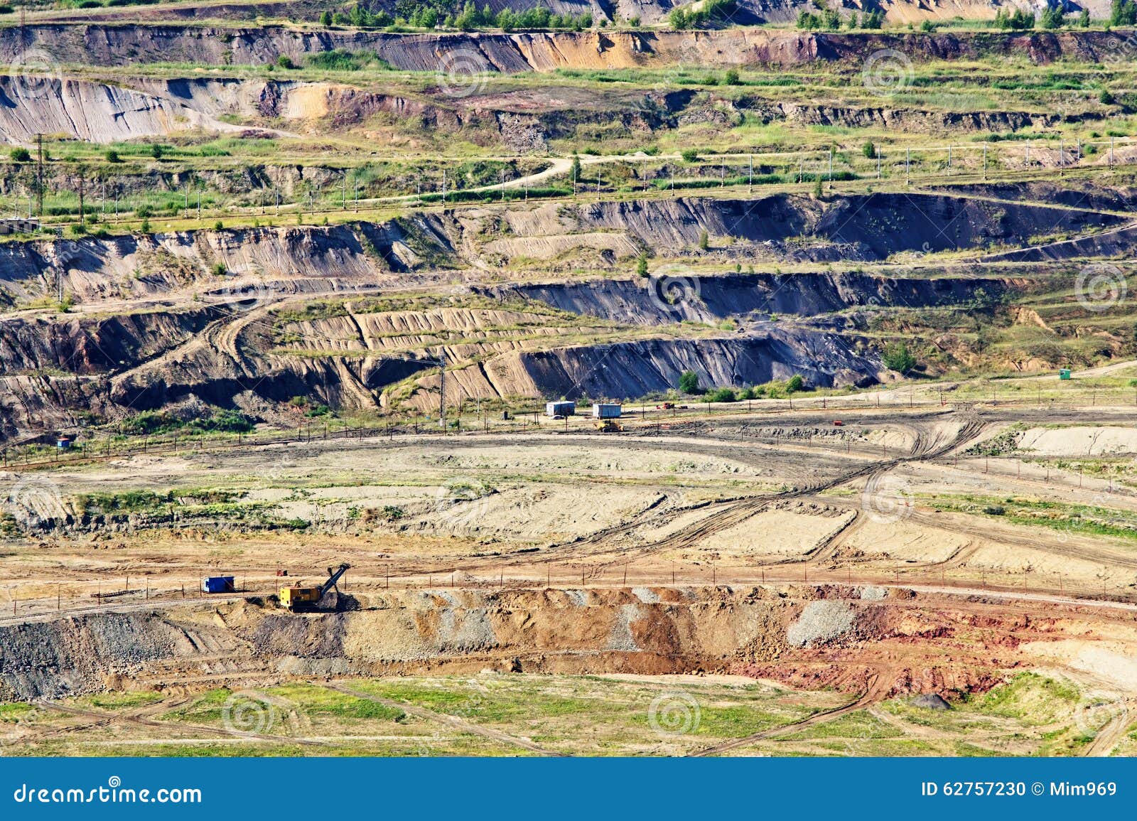 Bunk Wall Surface Mine With Exposed Colored Minerals And Brown Coal ...