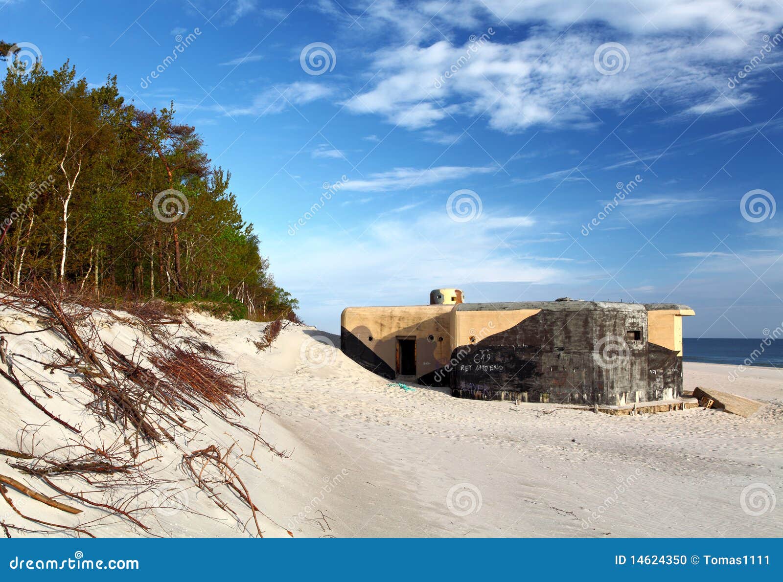 Bunker on beach stock photo. Image of forest, architecture - 14624350