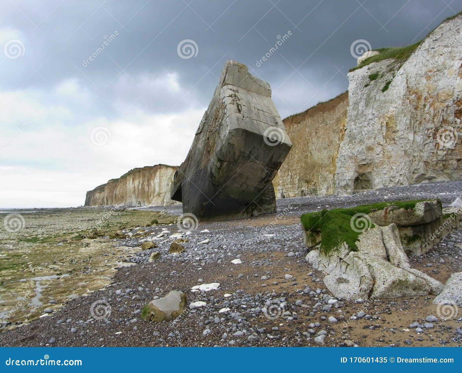A Fallen From The Cliff German Concrete Bunker From World War Two On ...