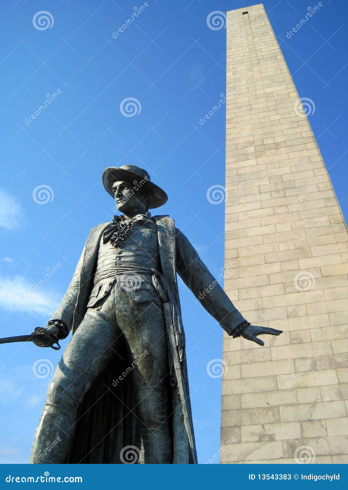 Bunker Hill Monument And Statue Of Colonel William Prescott ...