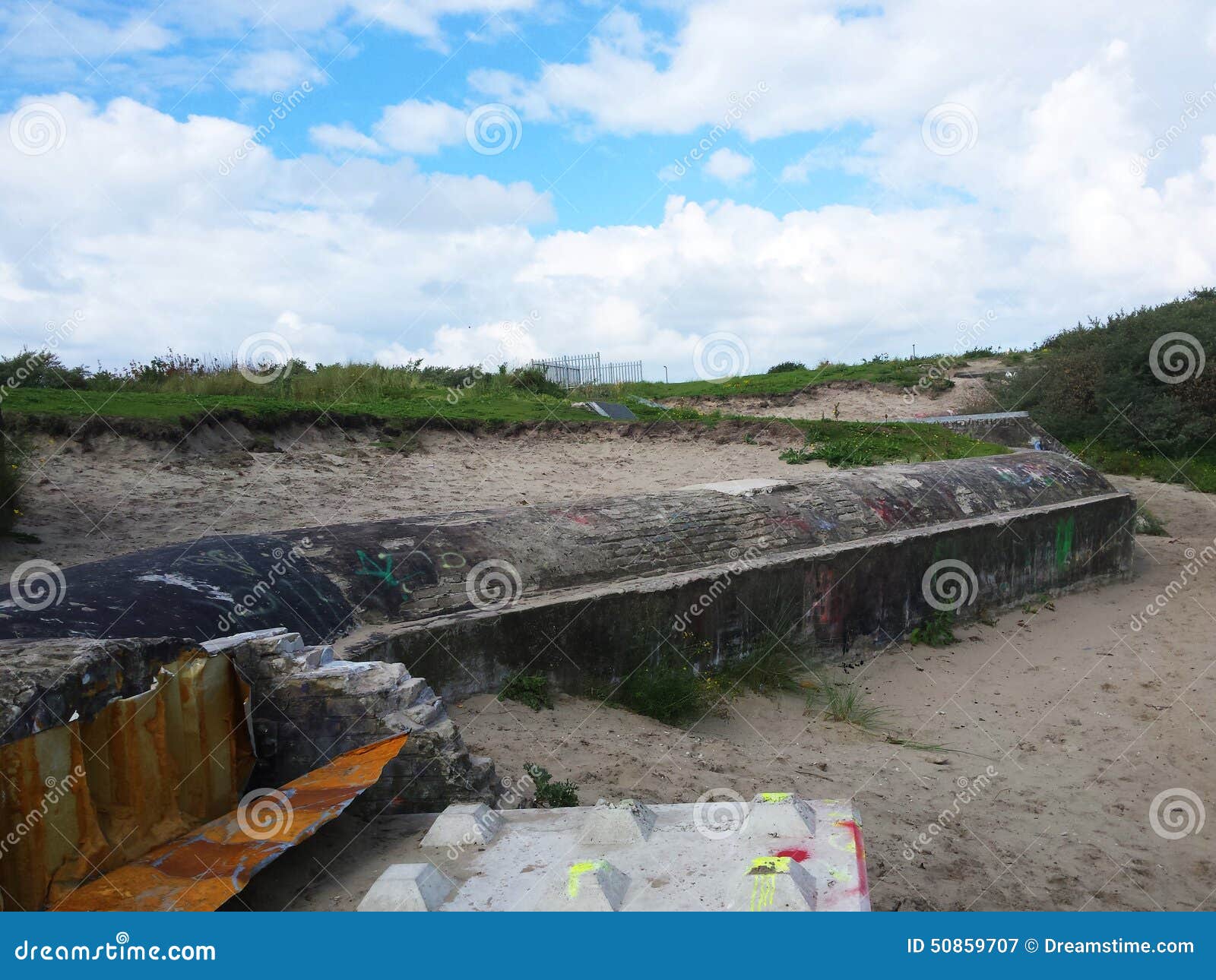 Bunker line stock image. Image of grass, graffiti, sand - 50859707