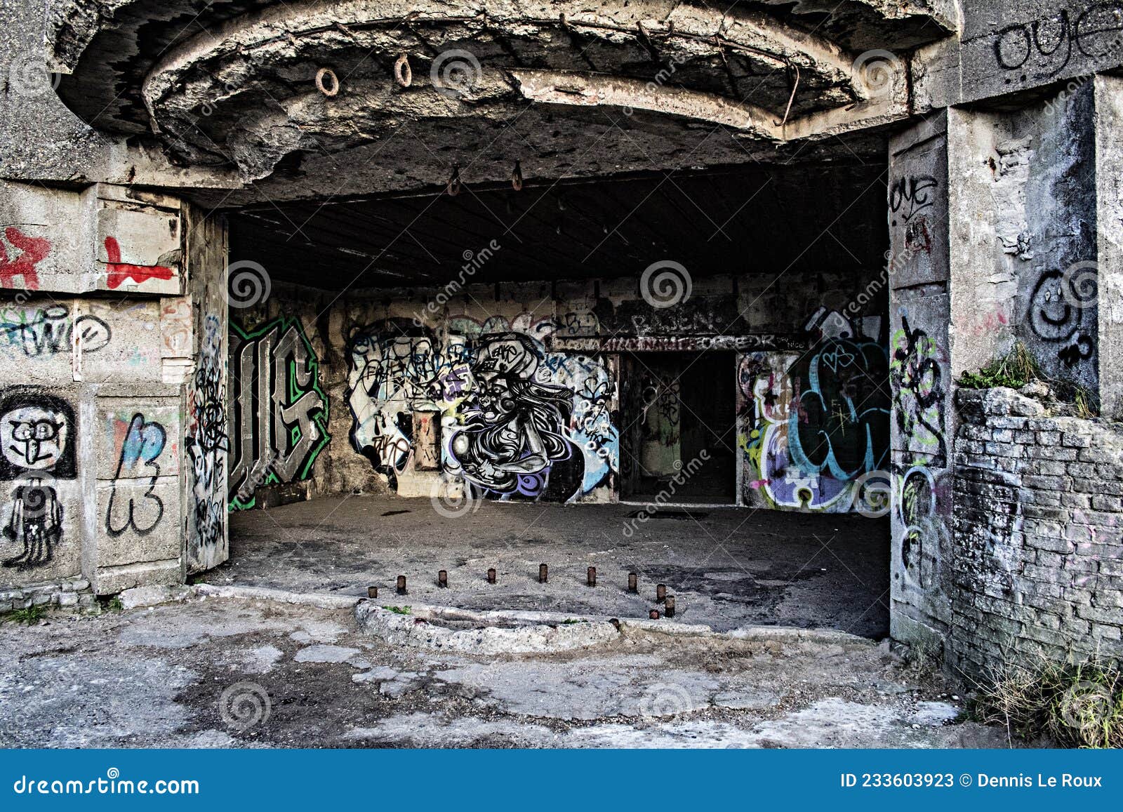 Bunker graffiti editorial stock photo. Image of wood - 233603923