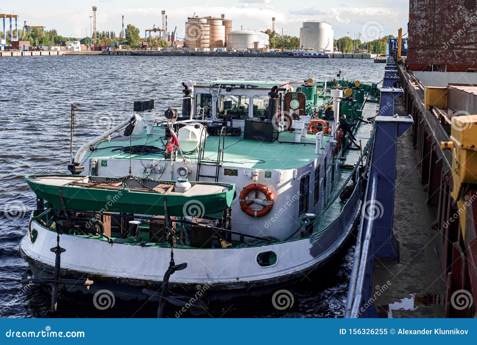 Bunker Operartion from Bunker Barge To Cargo Vessel. Bunker Barge ...