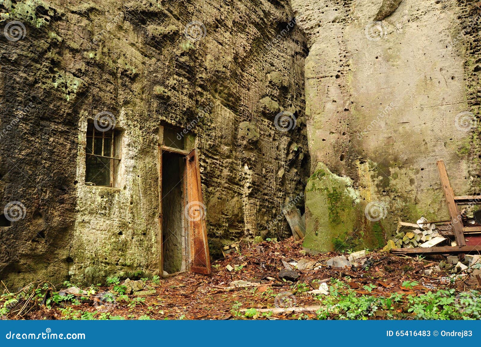Bunker in rock stock image. Image of valley, building - 65416483