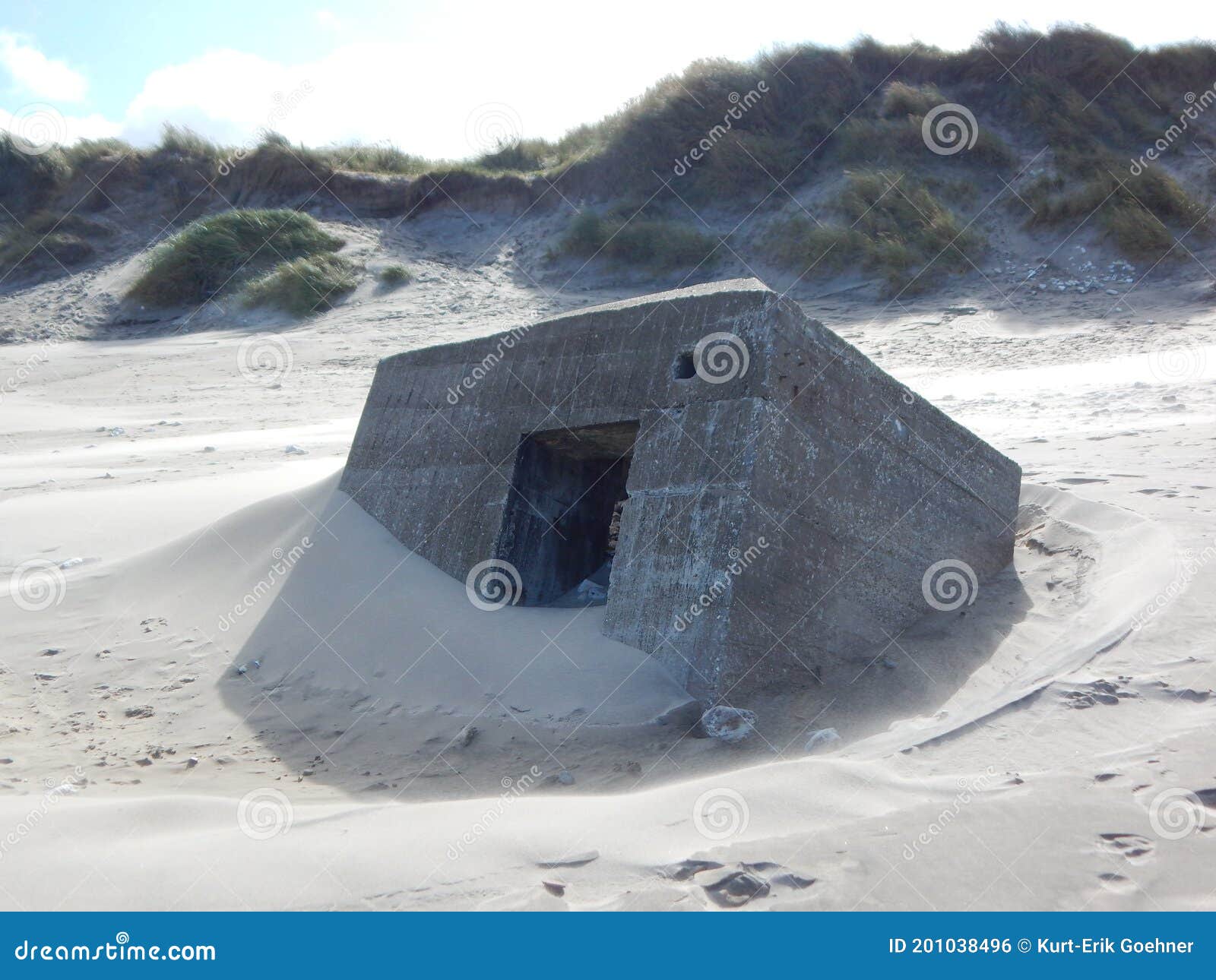 Bunker Sunk in the Sand by the North Sea in Denmark Stock Photo - Image ...