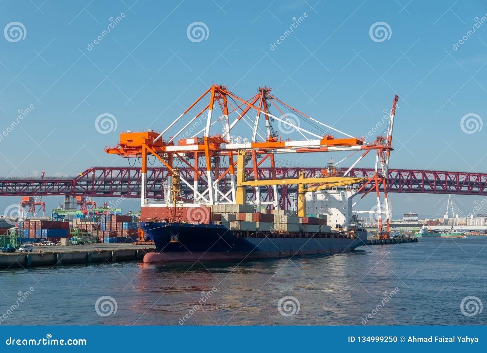 Bunkering Process of a Tanker at Osaka Port Stock Photo - Image of boat ...