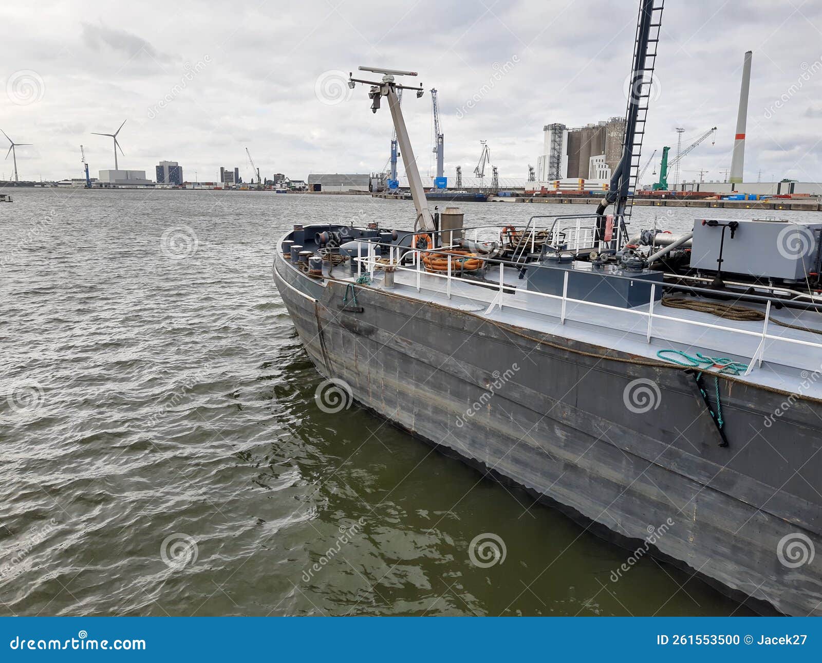 Bunkering Tanker Container Ship in Port Close Up Stock Photo - Image of ...