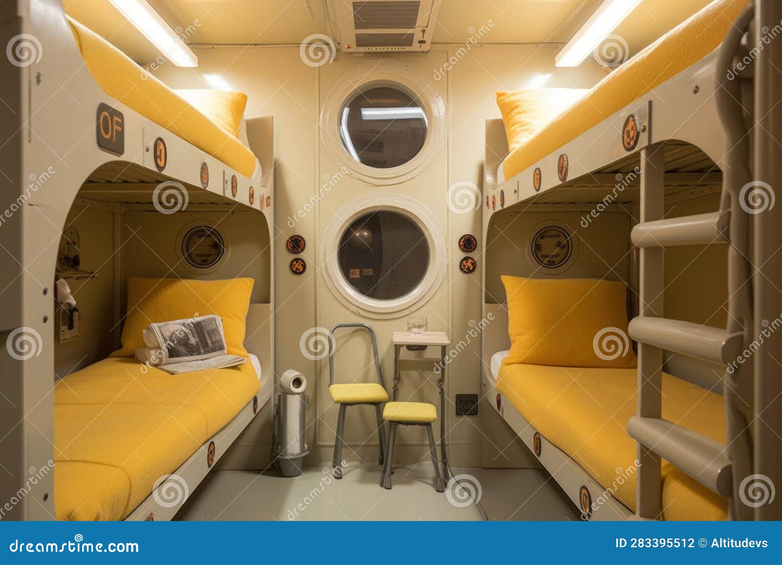 Bunks for Crew Members with Personal Items Stock Photo - Image of ...