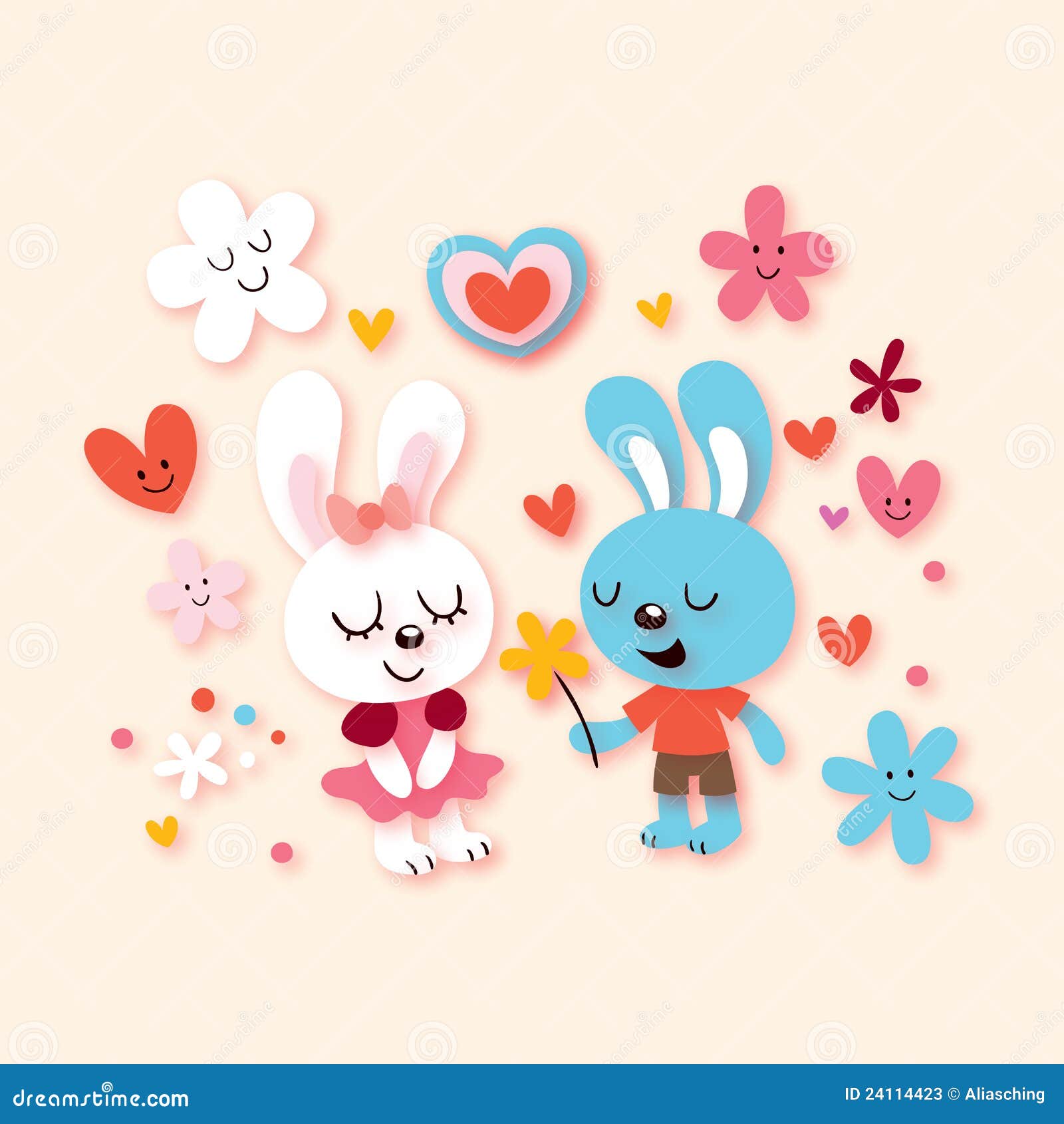 Bunnies in love stock vector. Illustration of children - 24114423