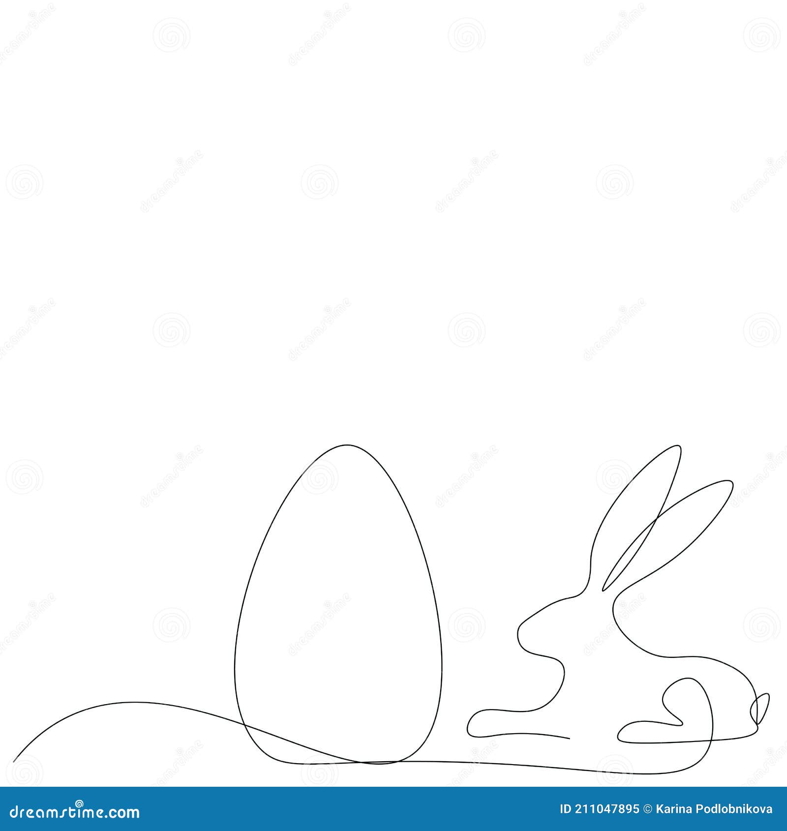 Bunny Animal Line Drawing Silhouette on White Background, Vector ...