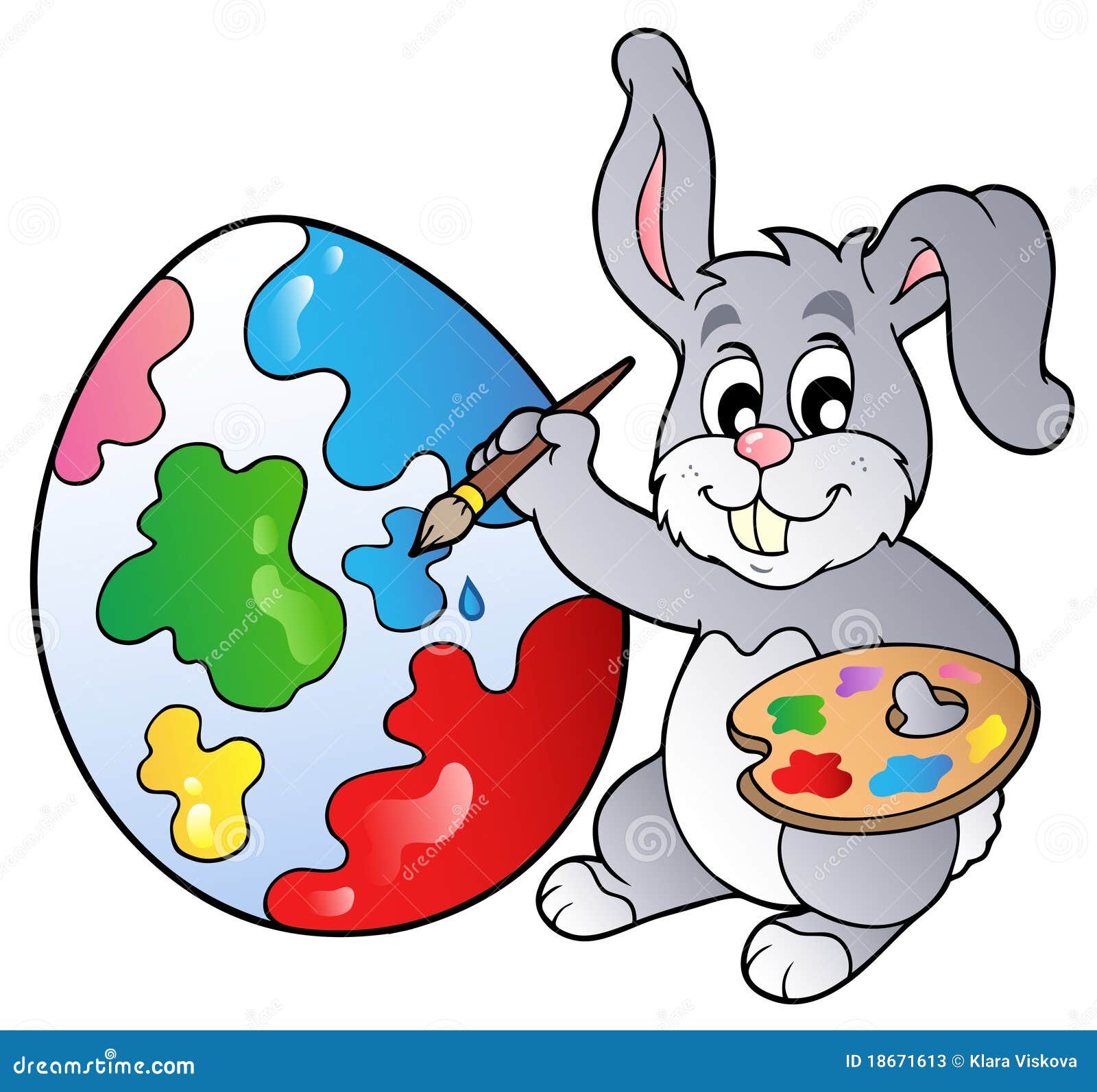 Painting Easter Egg. Green Brush Stroke Flowing Aroun Easter Egg. 3d ...