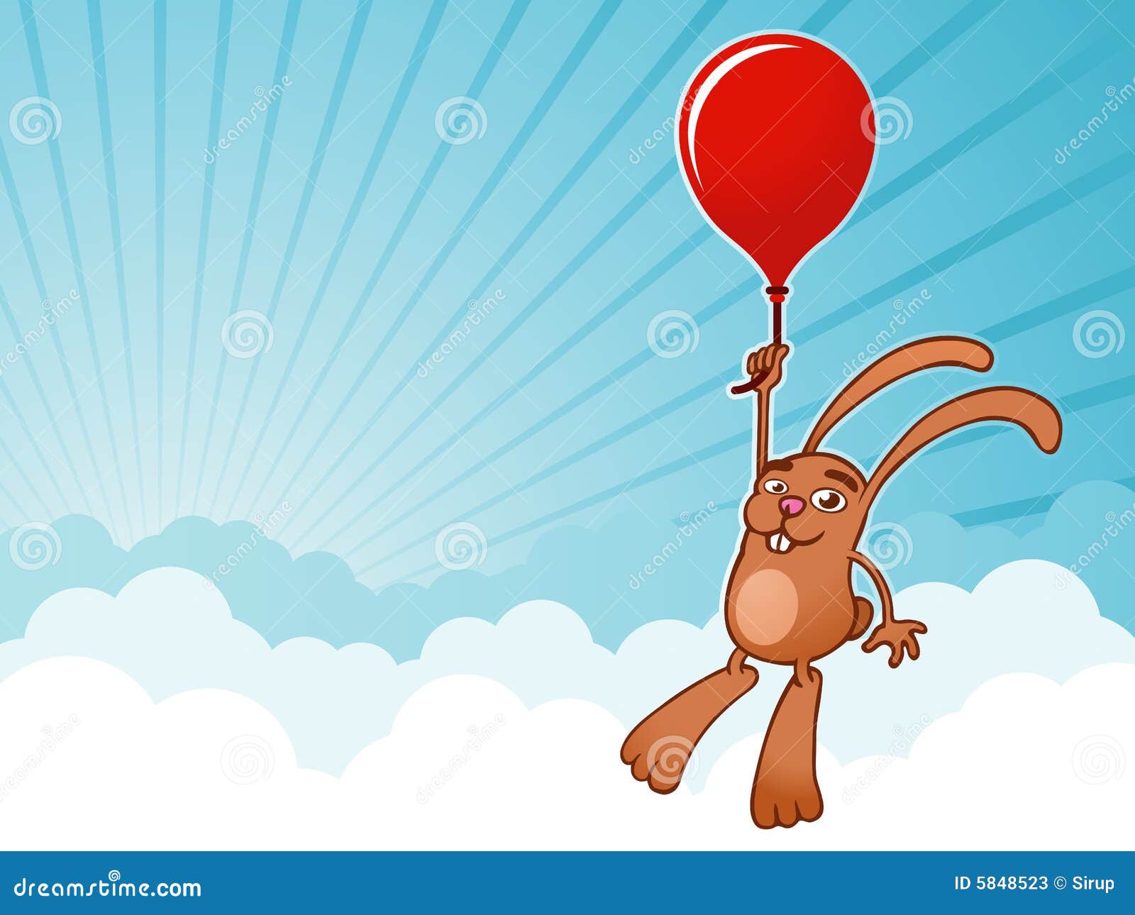 Bunny with Balloon Background Stock Vector - Illustration of party ...
