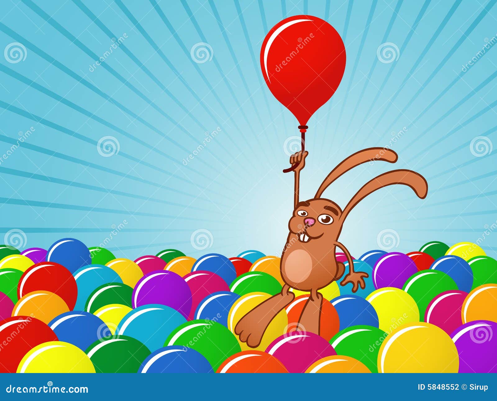 Bunny with Balloons Background Stock Vector - Illustration of funny ...