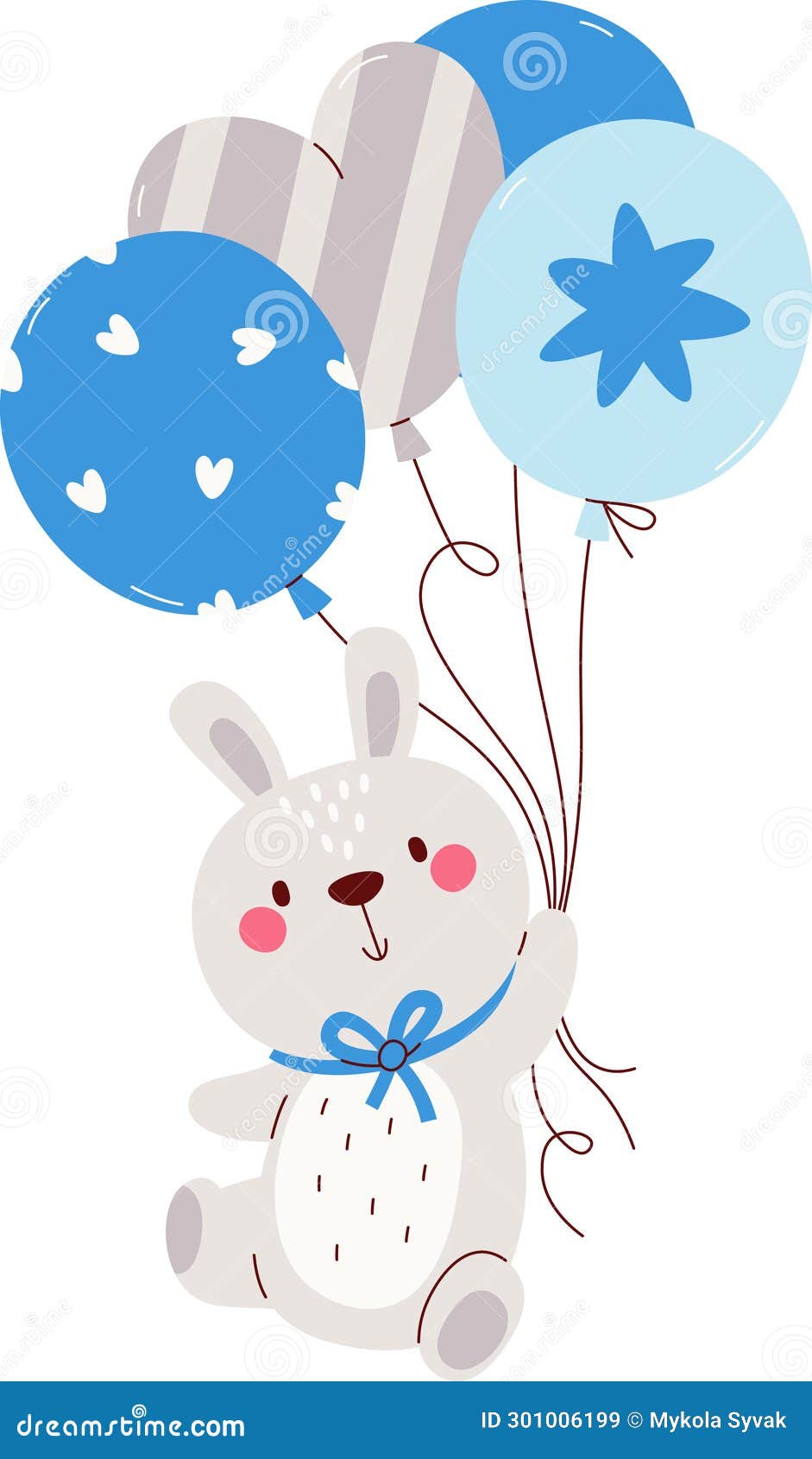 Bunny with Balloons stock vector. Illustration of design - 301006199