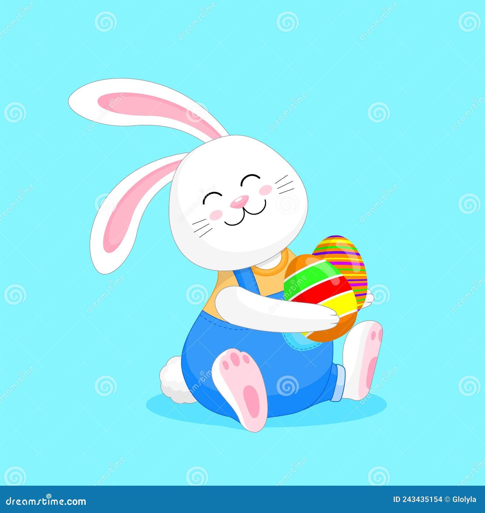Bunny Boy Cartoon Character with Easter Eggs. Stock Vector ...