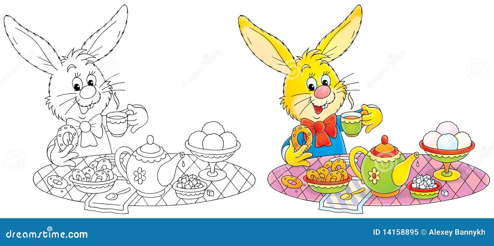 Bunny at breakfast stock illustration. Illustration of cheerful - 14158895