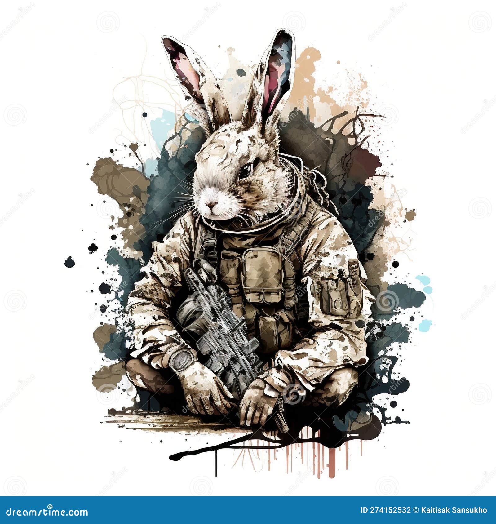 Bunny Brigade Rabbit Commando Design on White Background - Generative ...