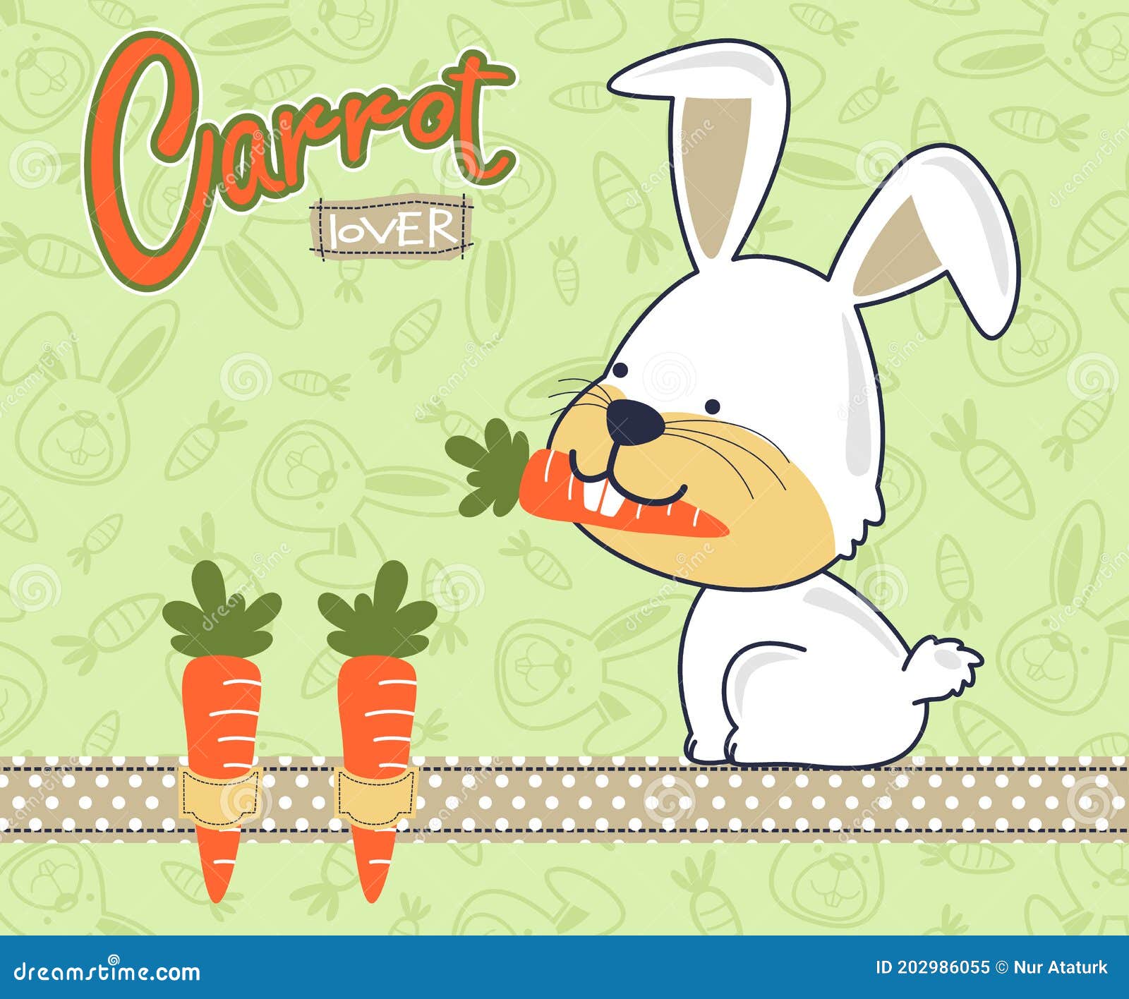 Cartoon Bunny with Carrot in Its Mouth Stock Vector - Illustration of ...
