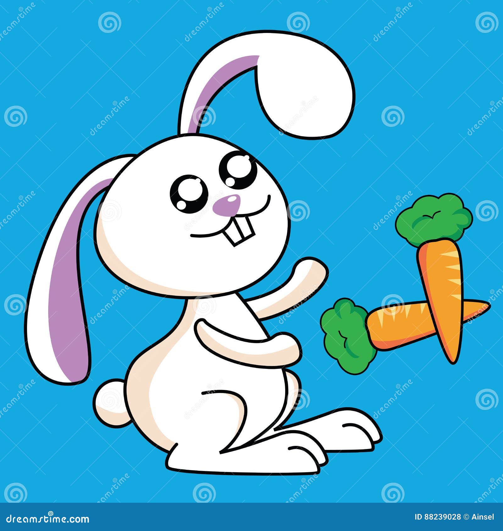 Bunny with carrots cartoon stock illustration. Illustration of laugh ...