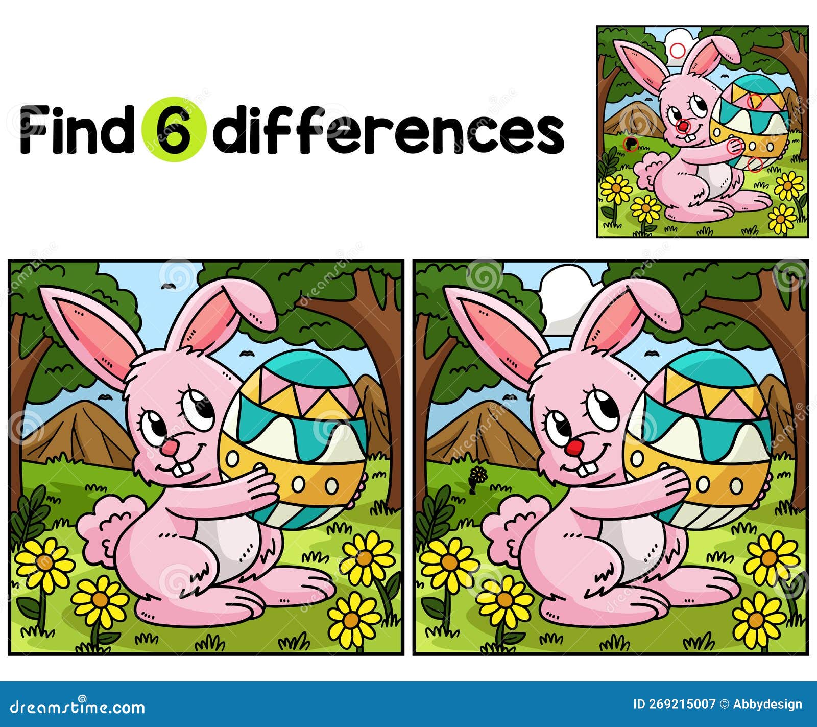 Bunny Carrying Easter Egg Find the Differences Stock Illustration ...