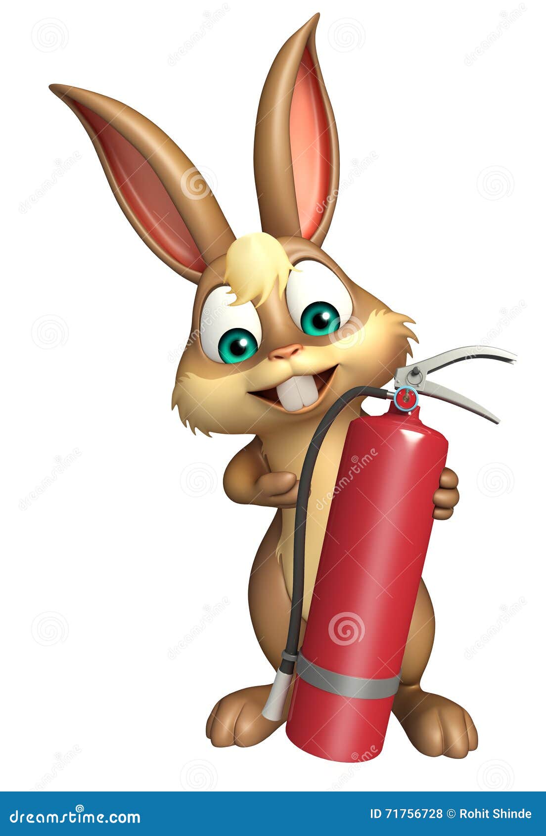 Bunny Cartoon Character with Fire Extinguisher Stock Illustration ...