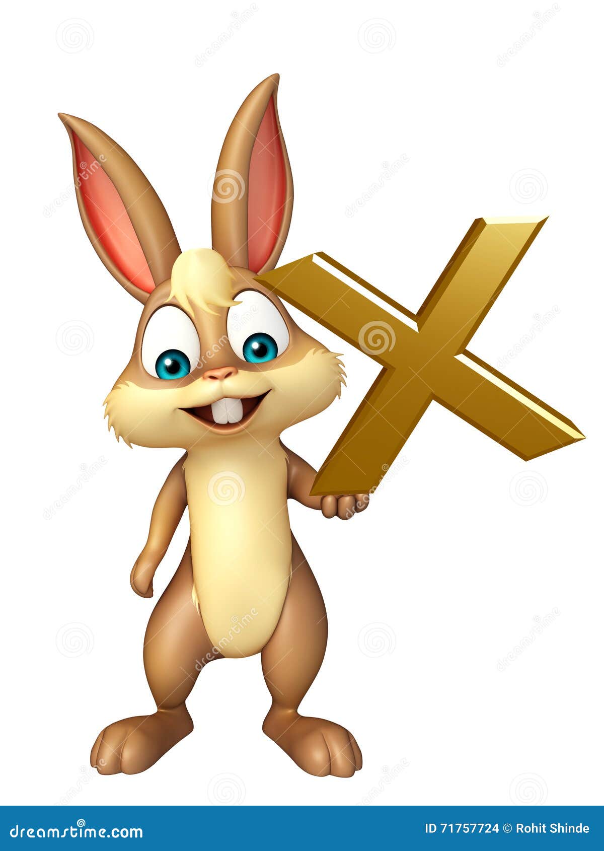 Bunny Cartoon Character with Wrong Sign Stock Illustration ...