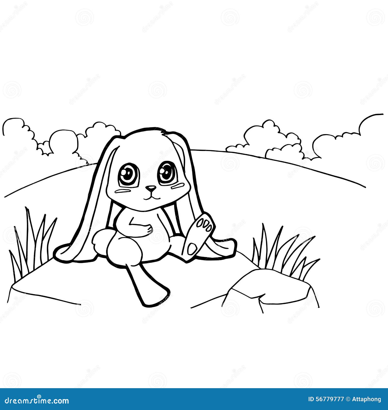 Bunny Cartoon Coloring Pages Vector Stock Vector - Illustration of ...