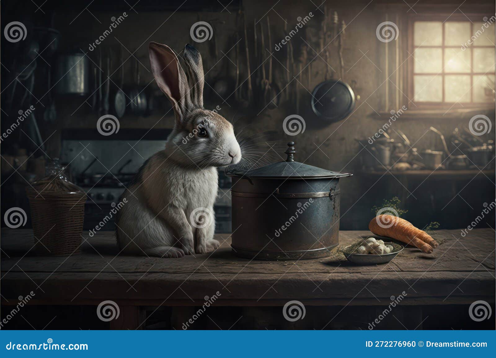 Bunny Chef Cooks in the Kitchen in the Chef S Hat Stock Illustration ...