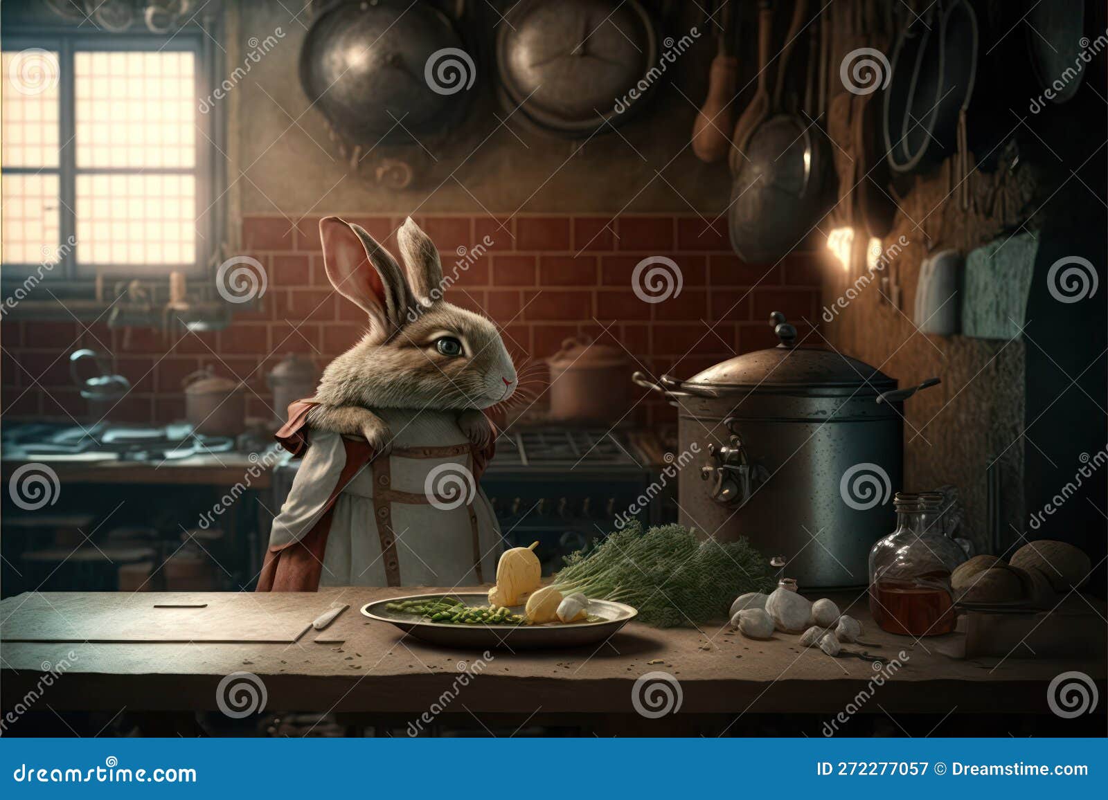 Bunny Chef Cooks in the Kitchen in the Chef S Hat Stock Illustration ...