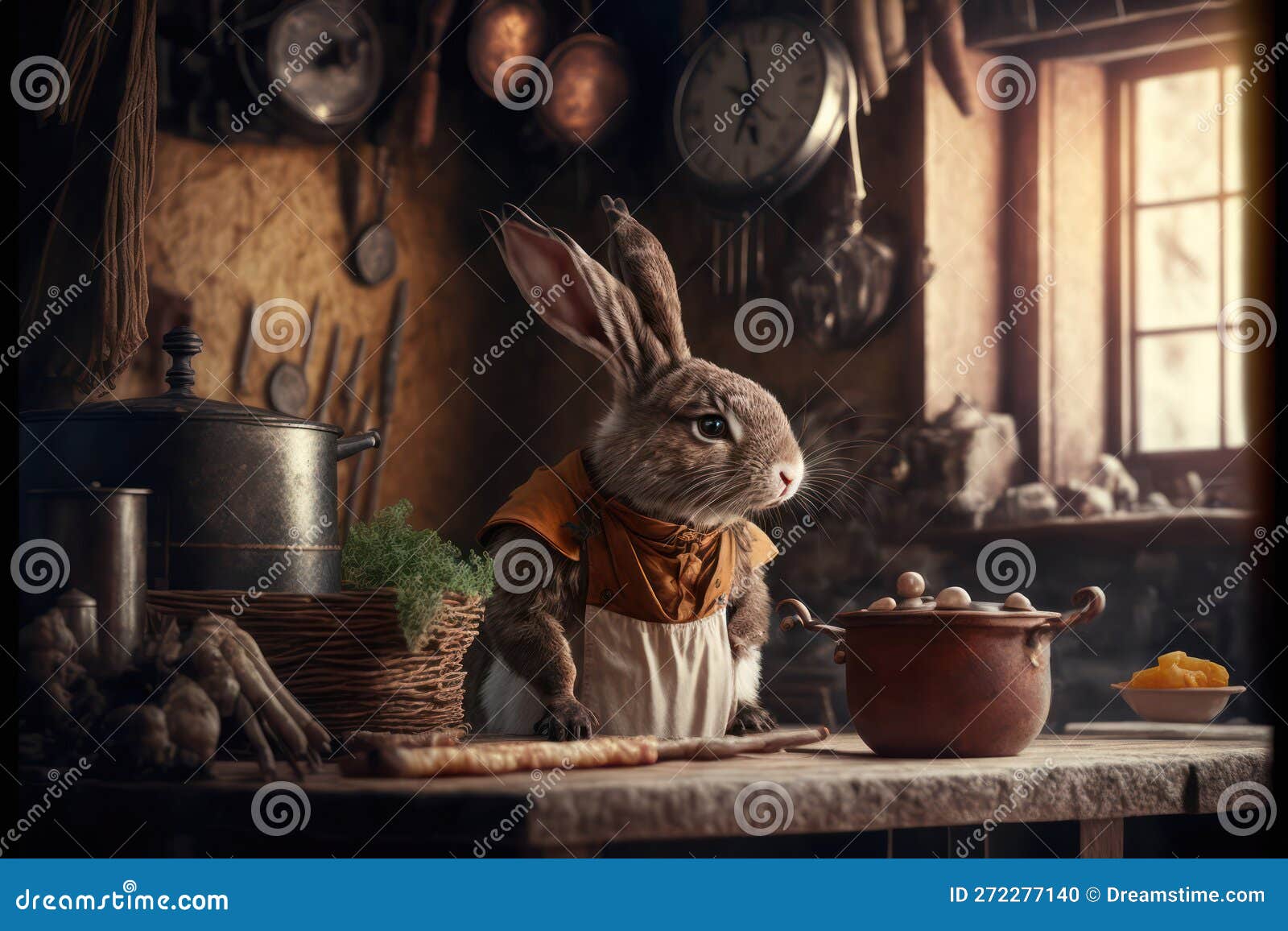 Bunny Chef Cooks in the Kitchen in the Chef S Hat Stock Illustration ...