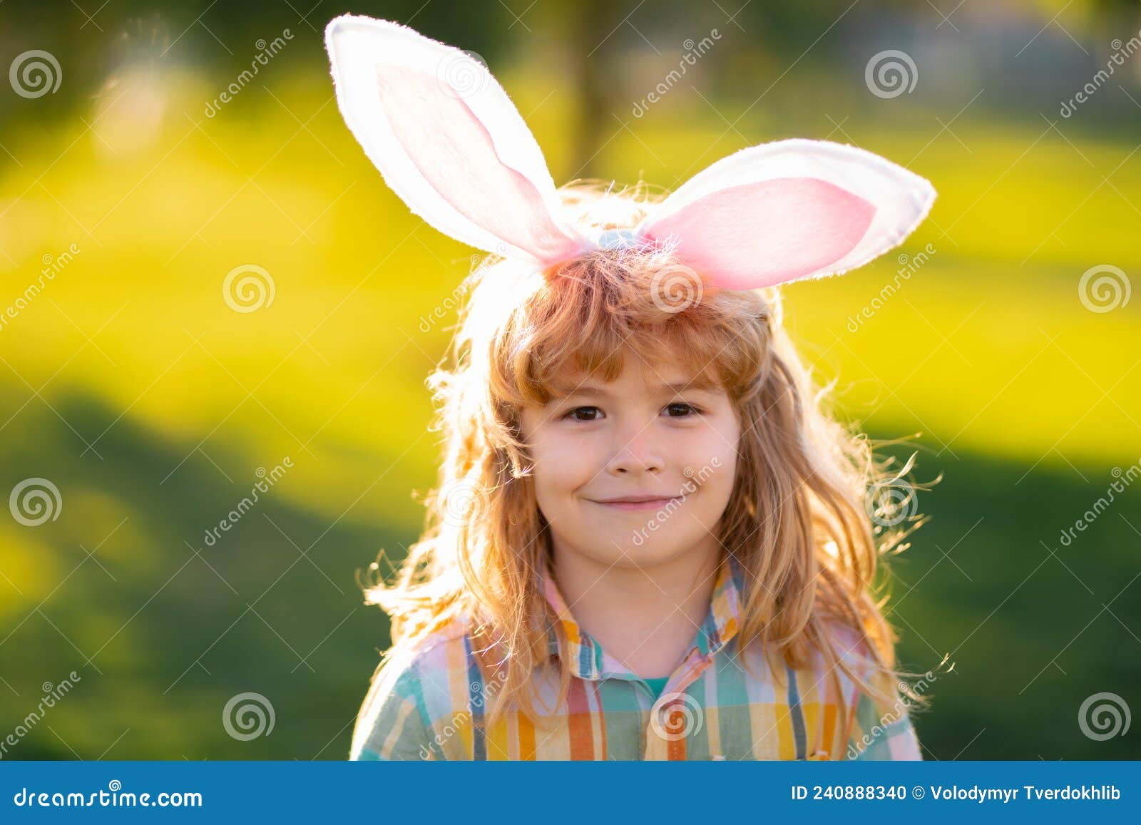 Bunny Child Boy Face. Child Boy in Rabbit Costume with Bunny Ears in ...
