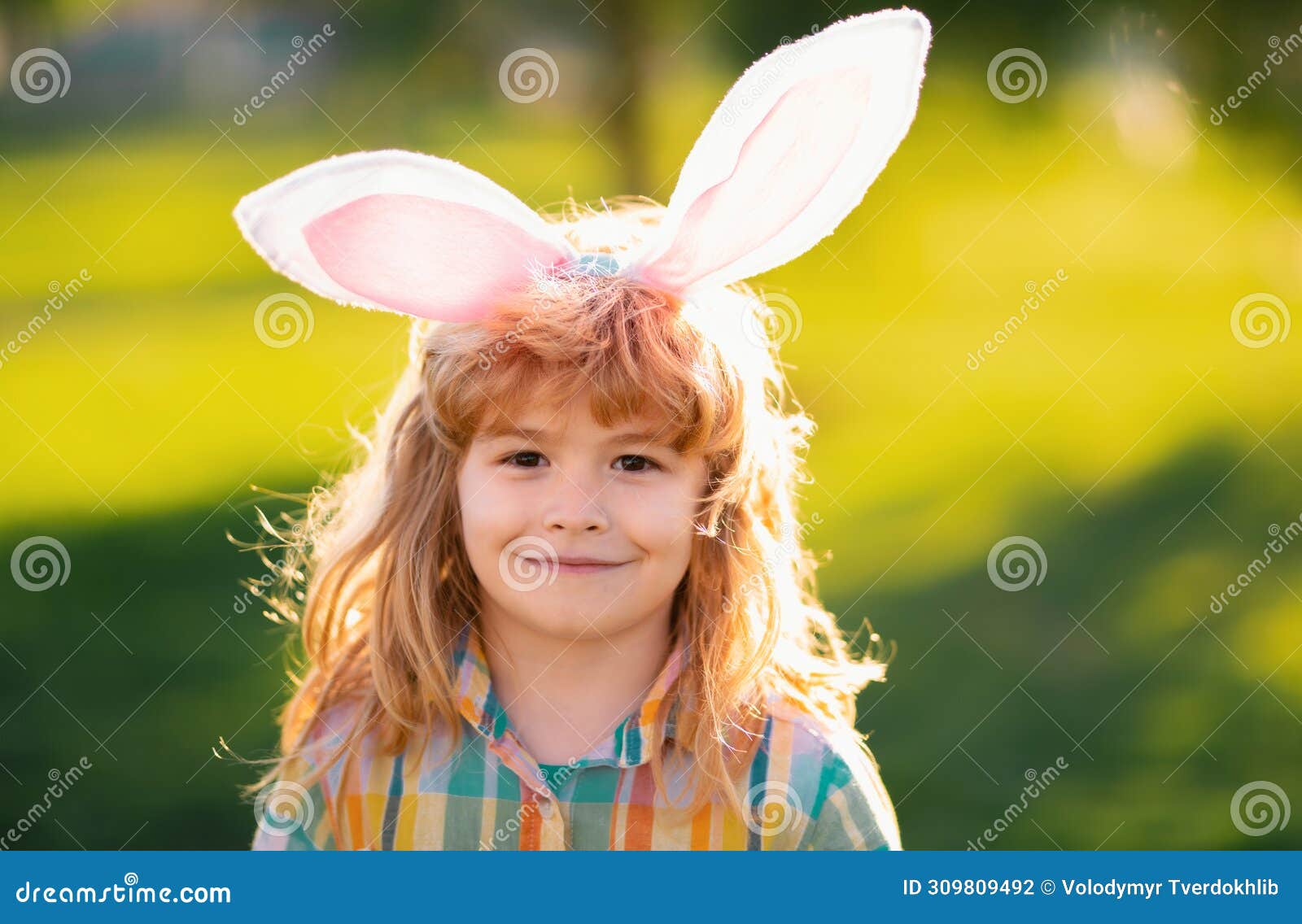 Bunny Child Boy Face. Child Boy in Rabbit Costume with Bunny Ears in ...
