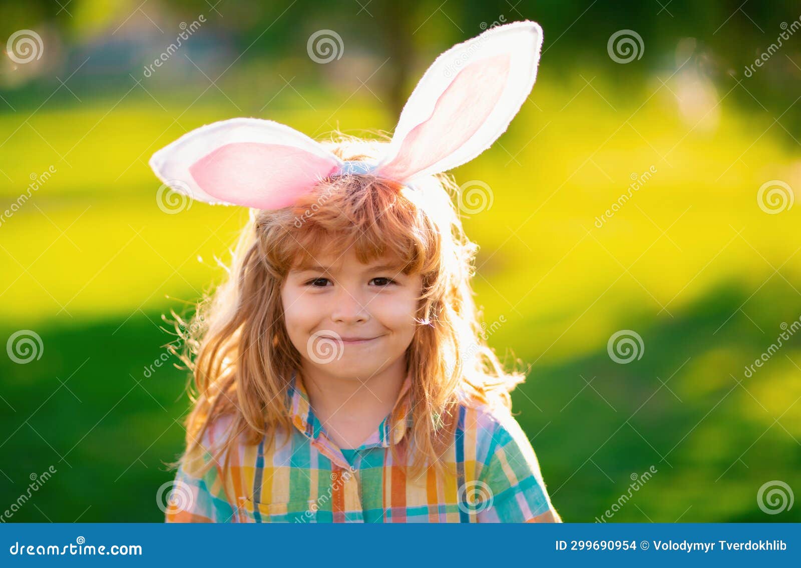 Bunny Child. Child Boy Hunting Easter Eggs. Child Boy with Easter Eggs ...
