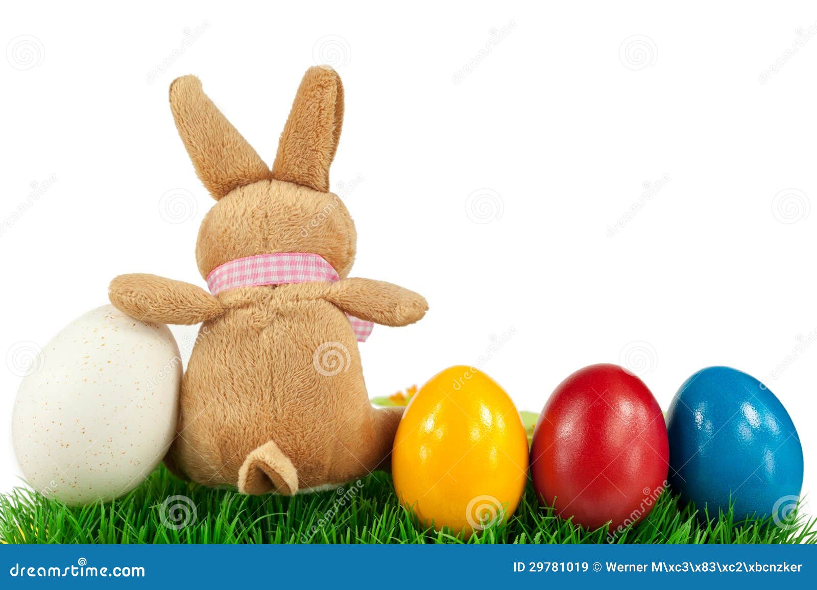 Bunny with Colorful Easter Eggs Stock Image - Image of spring, indoors ...