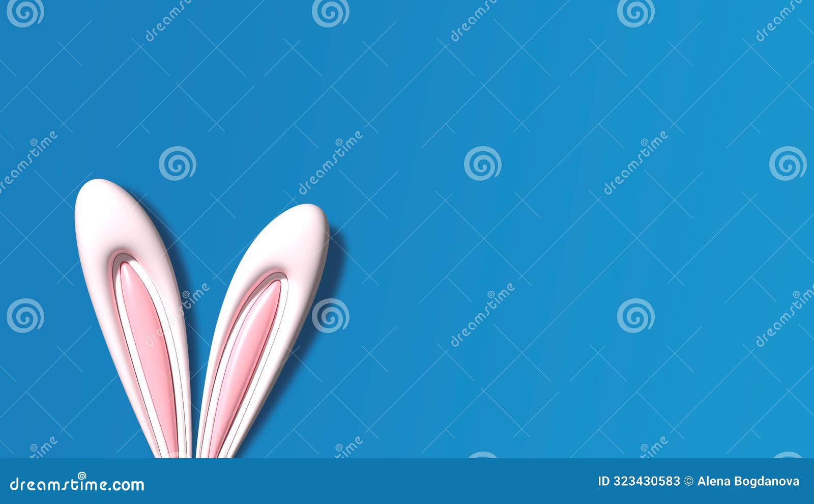 Bunny 3D Ears Banner for Easter. Stock Illustration - Illustration of ...