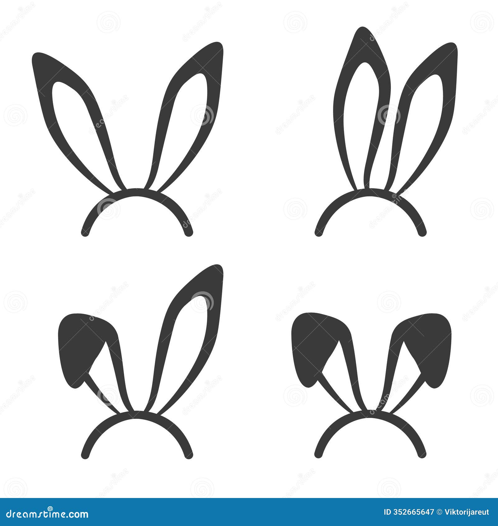 Bunny Ears Black Silhouette Collection Stock Illustration ...