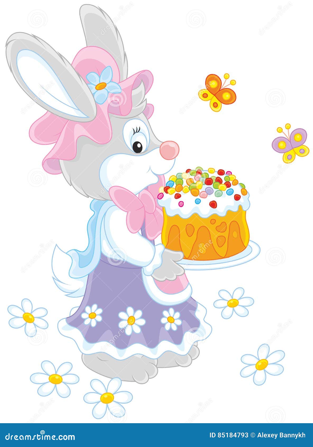 Bunny with an Easter cake stock vector. Illustration of cottontail ...