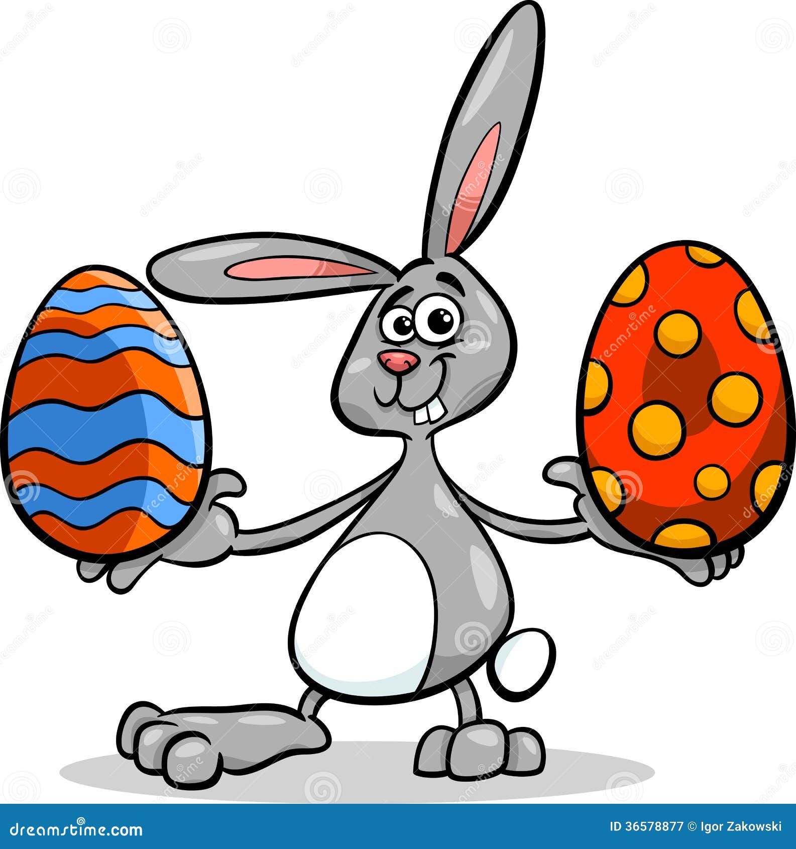 Bunny and Easter Egg Cartoon Illustration Stock Vector - Illustration ...