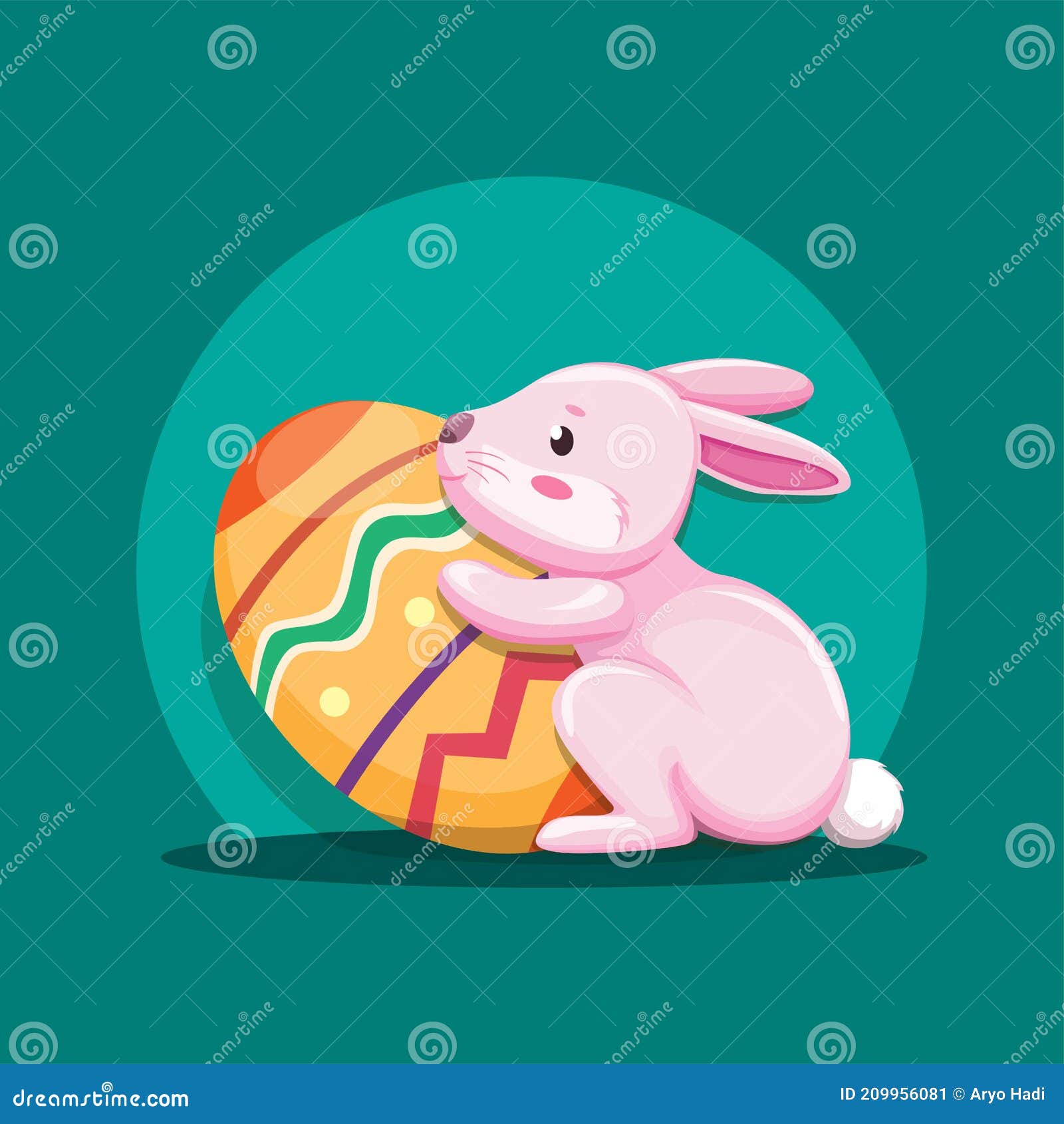 Bunny with Easter Egg Character Concept in Cartoon Illustration Vector ...
