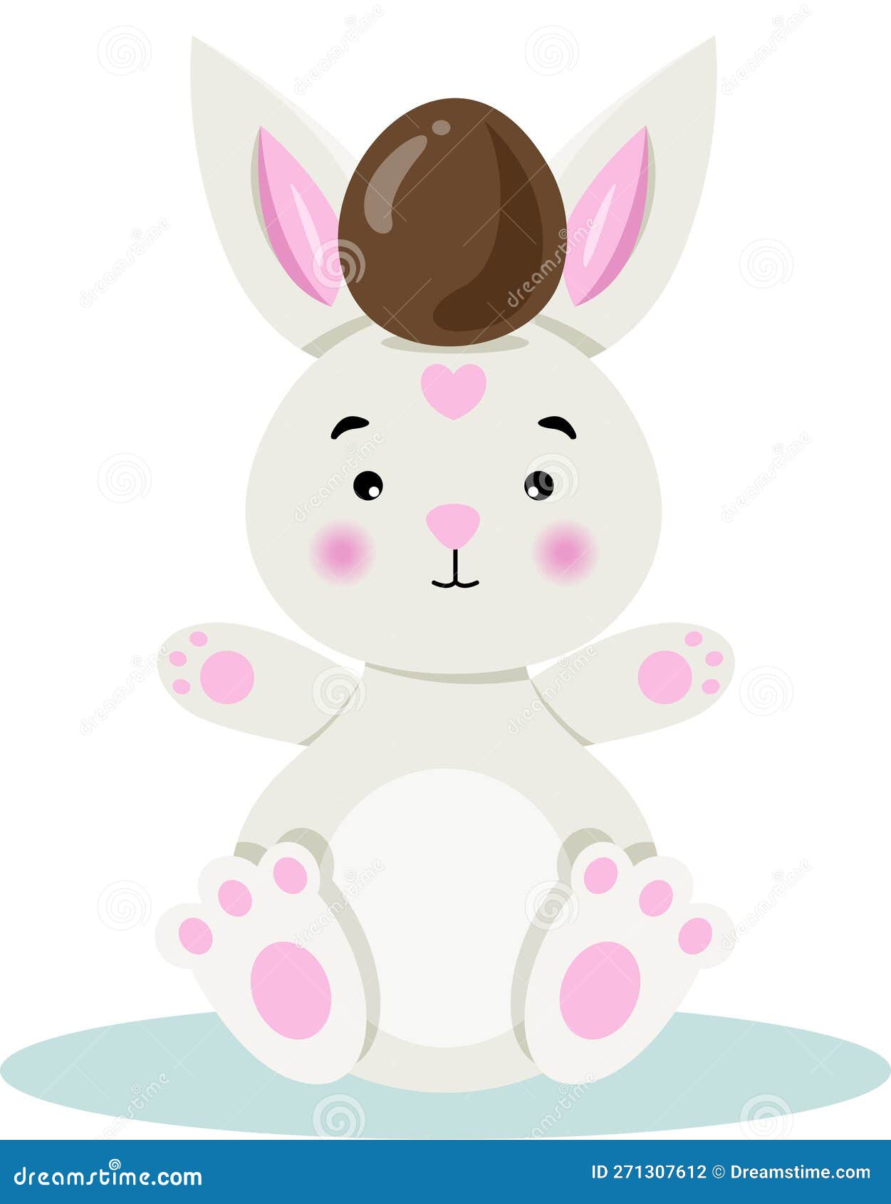 Bunny with an Easter Egg on Her Head Stock Illustration - Illustration ...