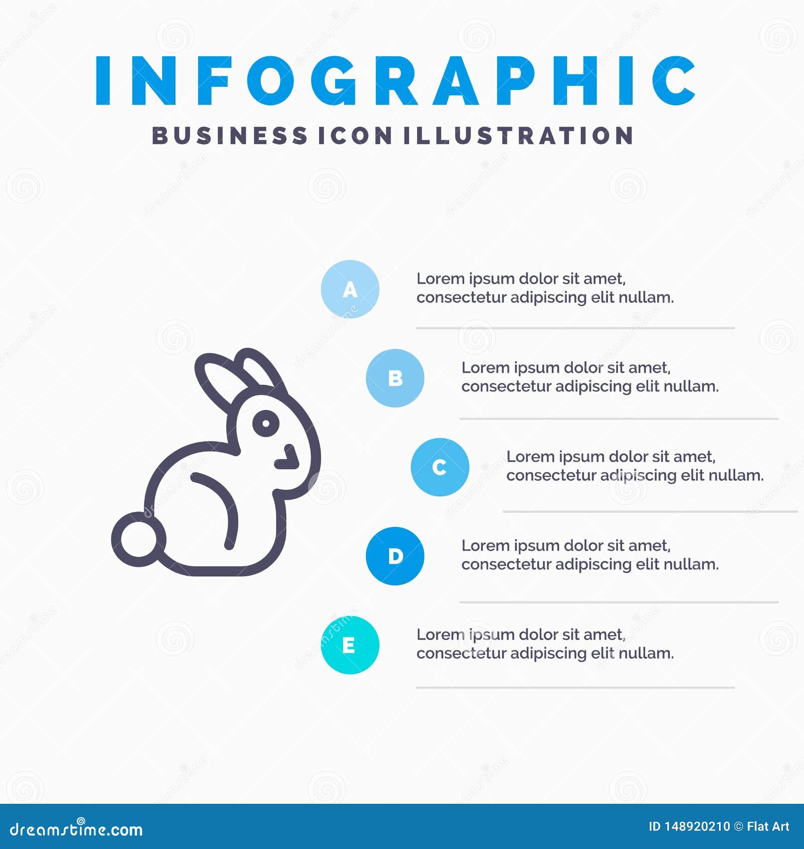 Bunny, Easter, Rabbit Line Icon with 5 Steps Presentation Infographics ...