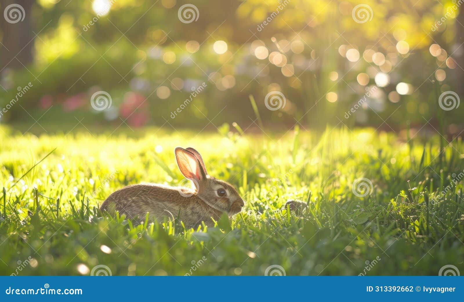A Bunny Enjoying a Sunny Patch of Grass Stock Photo - Image of fluffy ...