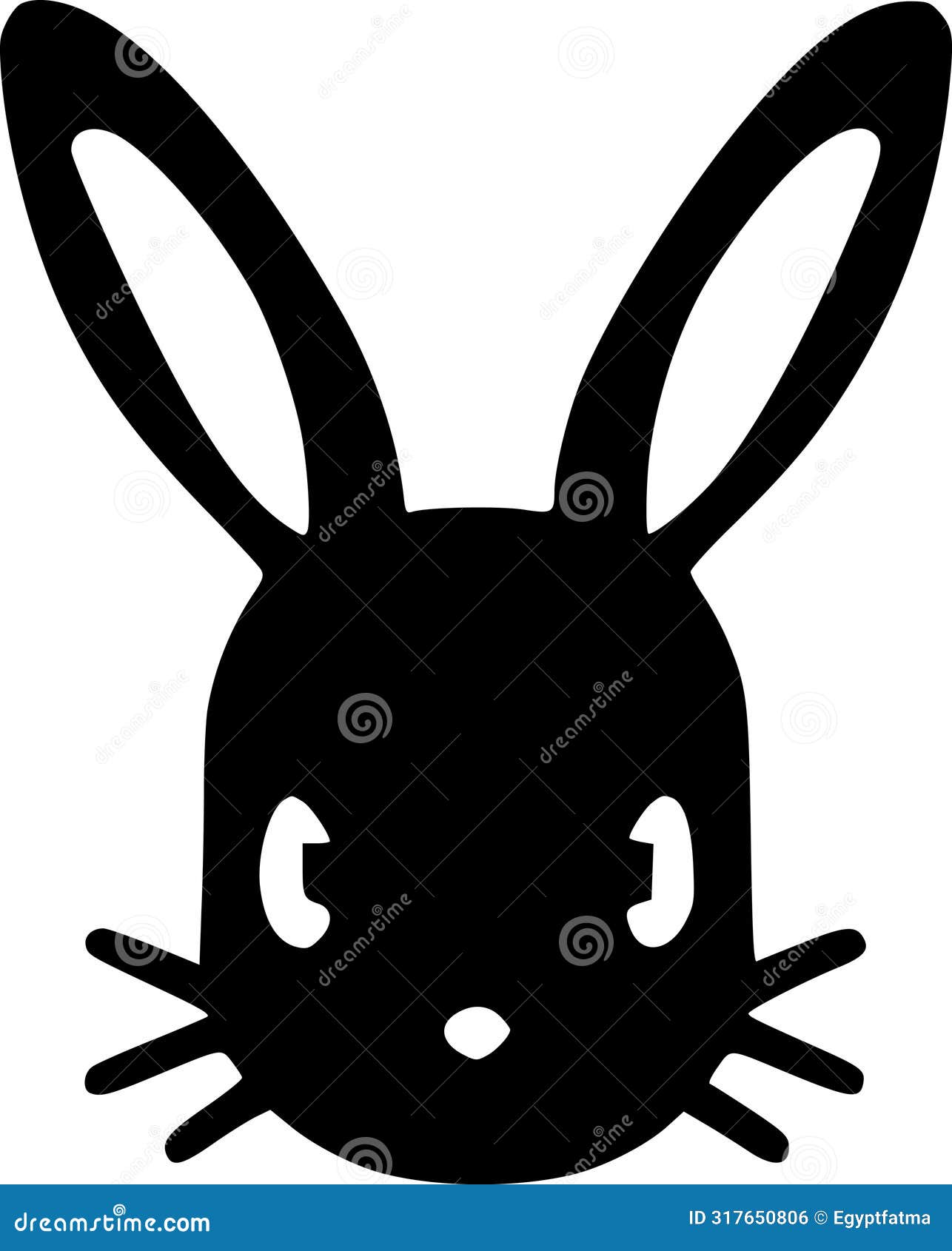 Bunny Face - Black and White Isolated Icon - Vector Illustration Stock ...