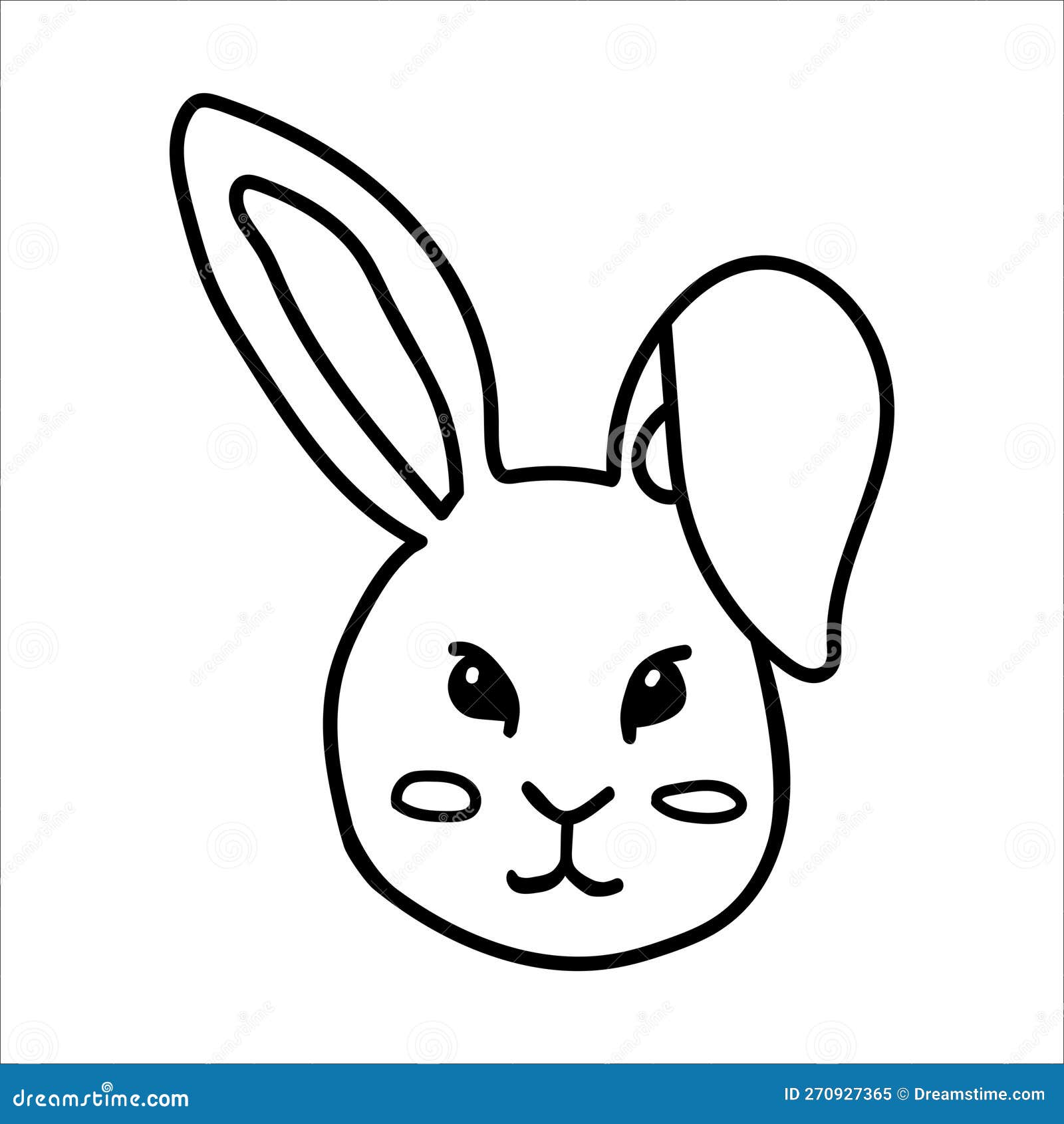 Bunny Face Doodle Vector Illustration Isolated on White Stock Vector ...