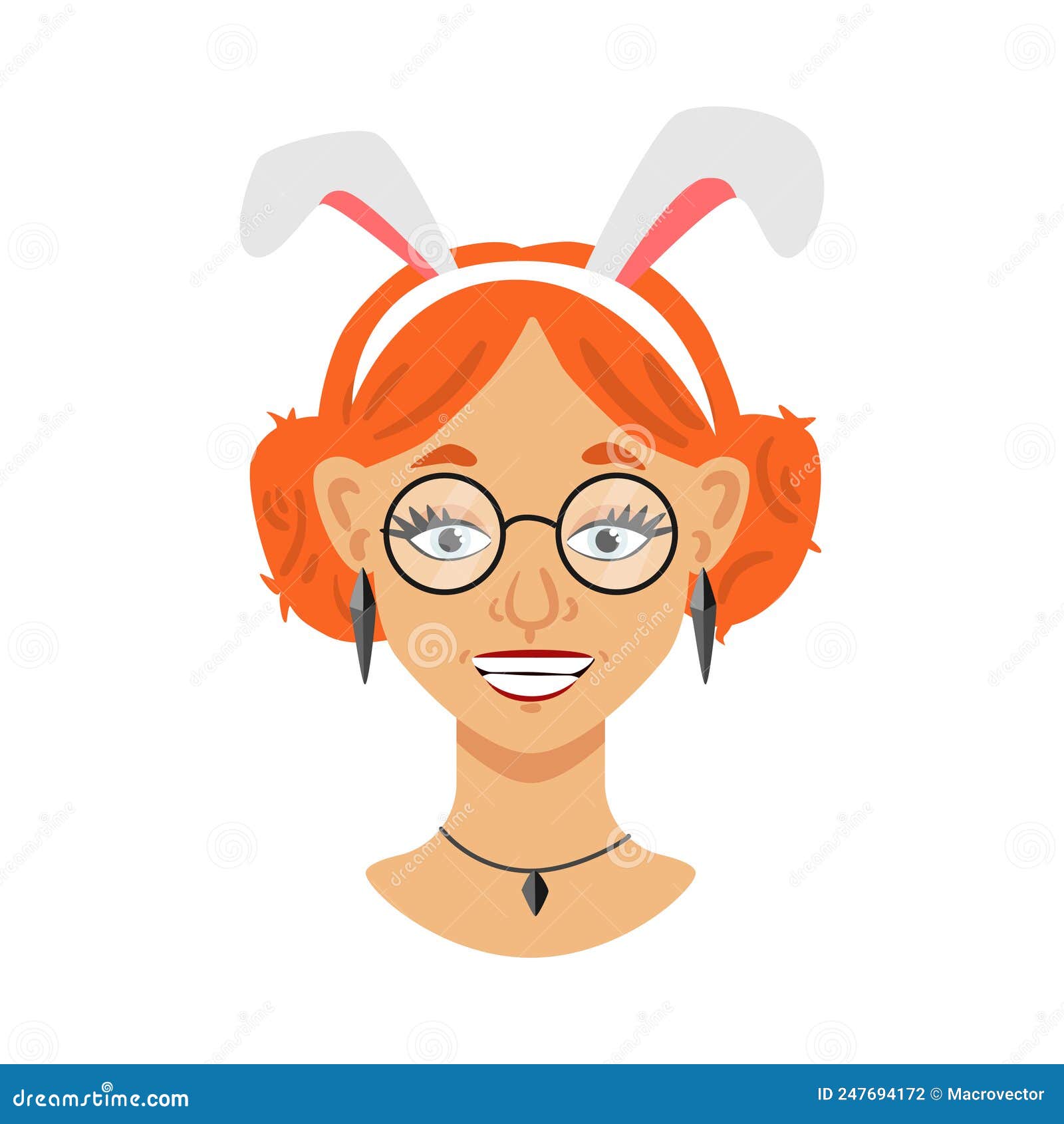 Bunny Face Woman Composition Stock Illustration - Illustration of ...