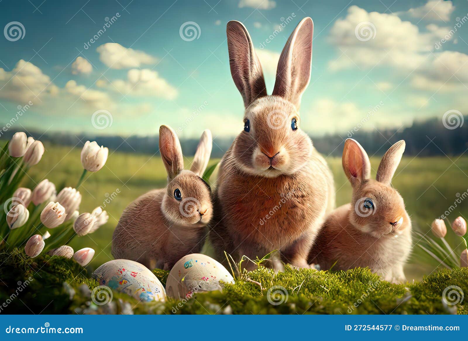 Bunny Family With Easter Eggs In Cozy Burrow Royalty-Free Stock Image ...