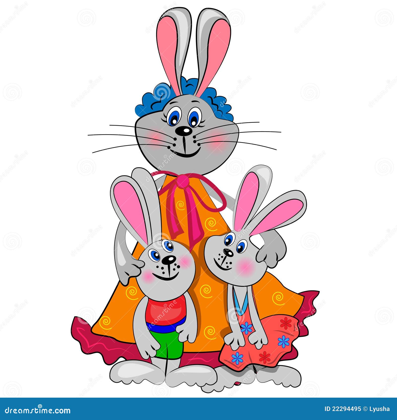 Bunny Family Illustration.isolated Stock Vector - Illustration of dress ...