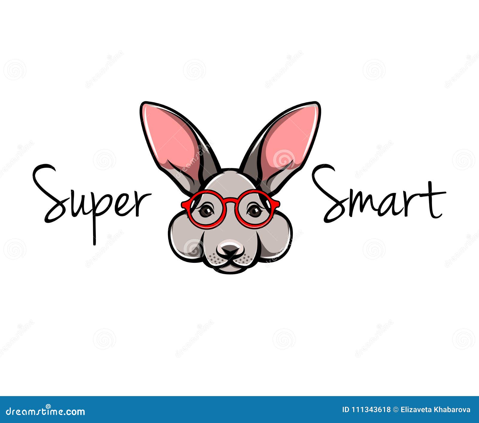 Bunny In Glasses Rabbit Face Hare Geek Vector Illustration Stock