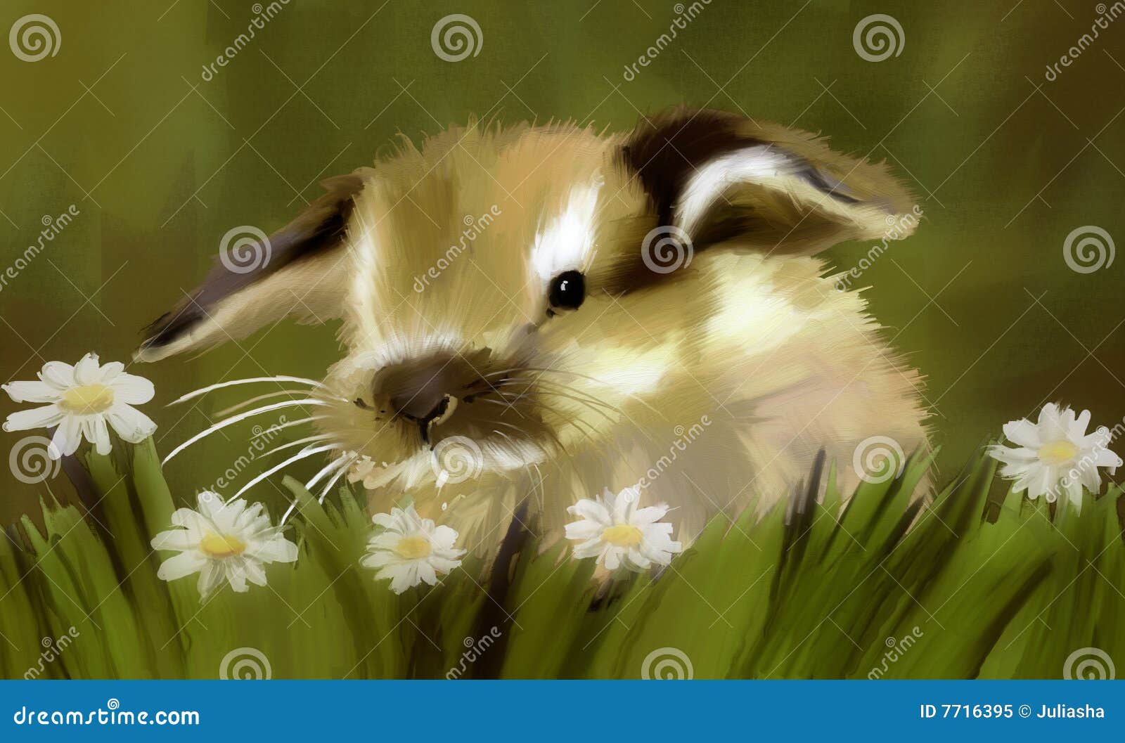 Bunny in grass stock illustration. Illustration of adorable - 7716395