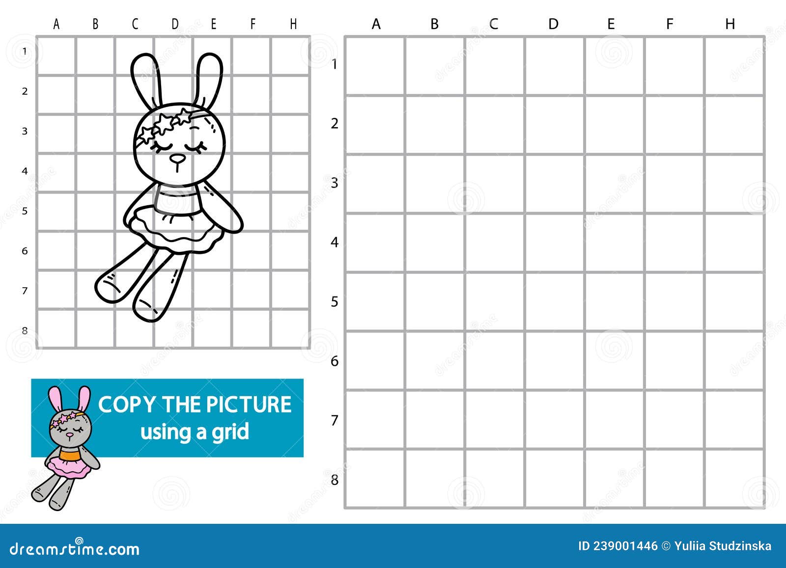 Bunny grid copy picture stock vector. Illustration of educational ...